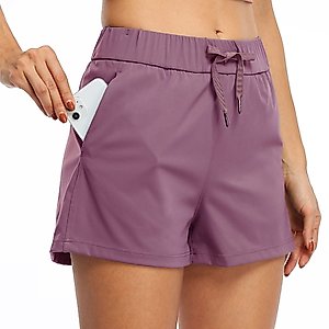 Willit Women's Shorts Hiking Athletic Shorts Yoga Lounge Active Workout Running Shorts Comfy Casual with Pockets Bordeaux M
