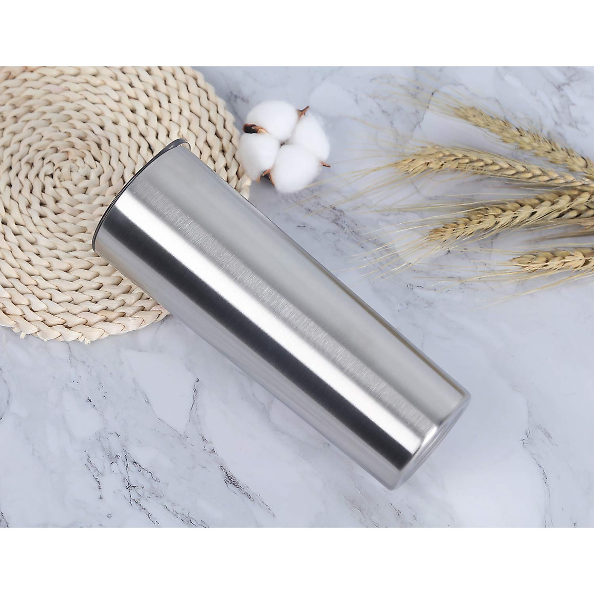 Wzaytia 20 Oz Skinny Tumbler Set, Skinny Stainless Steel Tumbler Set with Lids, Insulated Skinny Slim Water Tumbler for Diy, Silver