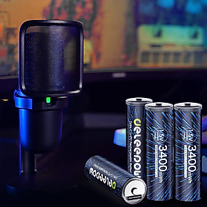 Deleepow Rechargeable AA Batteries Lithium USB 1.5V 3400mWh Lithium AA Batteries with USB-C Cable 1500 Cycles 4-Pack