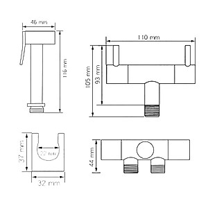 ZLOCYIVHE Handheld Toilet Bidet Sprayer Set Kit Toilet Bidet Sprayer Head Toilet Spray Gun Attachment Gold Brass Cold Water Double Handle with Hose Bidet Shower for Toilet,B,1 M(C,1 m)