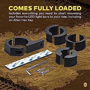 Off-Road Light Mounting Bracket Bar Clamp Kits [1"/1.5"/1.75"/2" Inch] [Horizontal Bar] [Aluminium] [2 Units] Bull Roll Cage Clamps Mount For ATV UTV