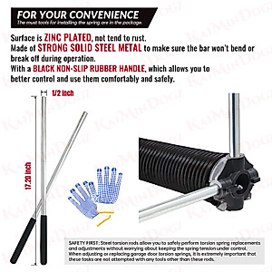 KaiMinDogz Pair of 2" Garage Door Torsion Springs Set with Non-Slip Winding Bar & Gloves,High Precision Electrophoresis Black Coated, for Replacement & Installation, MIN 16,000 Cycles (0.234x2''x32'')