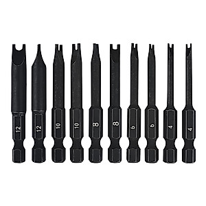 Spanner Bit Set (10 Pack - 2.3" Long Magnetic Heads) Spanner Fork Snake-Eye Security Screwdriver Bit Sizes: 4, 6, 8, 10, 12 (2 of Each Size)