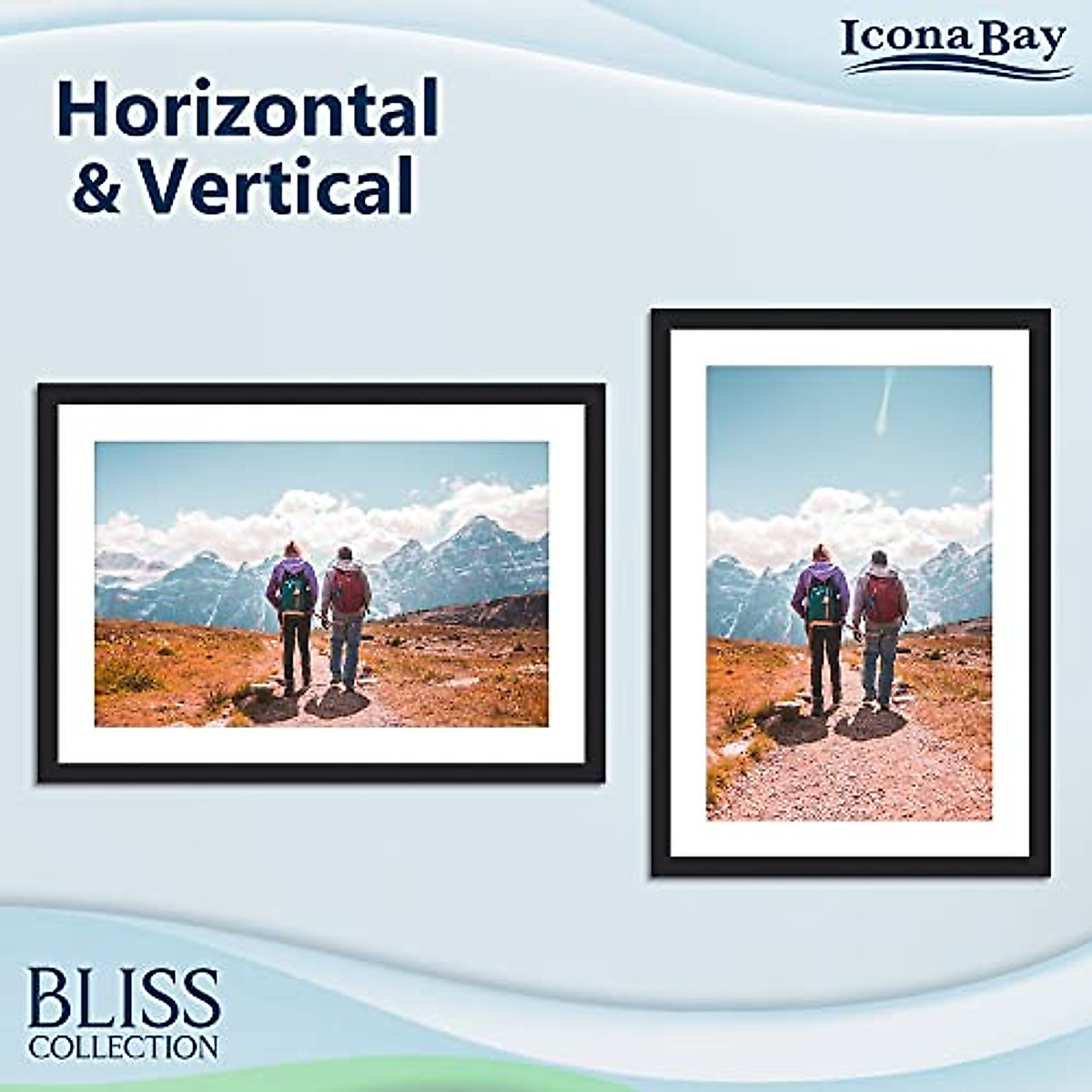 Icona Bay 11x17 Black Picture Frame Fits 16x10 Photos with Mat to 9x14 Image, Modern Style Wood Composite Poster Frame, Wall Mount Only, Bliss Collection