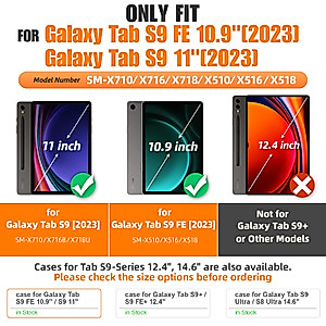SEYMAC stock Case for Samsung Galaxy Tab S9/ S9 FE 5G Tablet Case with Screen Protector Pencil Holder [360 Rotating Hand Strap] &Stand, Drop-Proof for Galaxy Tab S9 FE 10.9''/ S9 11'', Black1