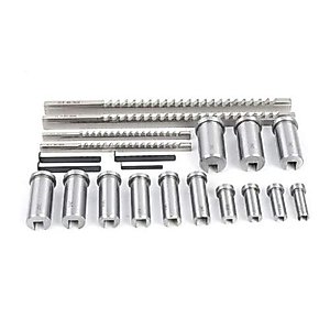 22 Piece Keyway Broach Kit Metric Size Metalworking Tool Bushing Spacer Set Bushing Metric Size 4mm B1, 5mmB1, 6mm C, 8mmC Broach with Tool Box, 13 Piece Bushing and 5 Piece Spacer Metalworking Tool