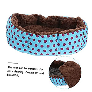 balacoo Puppy Pets Puppy for House Animal Dog Mat Random Warm Round Color Pet Blue S Winter Warming Size Plush Kennel Dot Shaped Cotton Sleeping Polka Cat Cushion Supplies Rabbit Stuffed Plushy