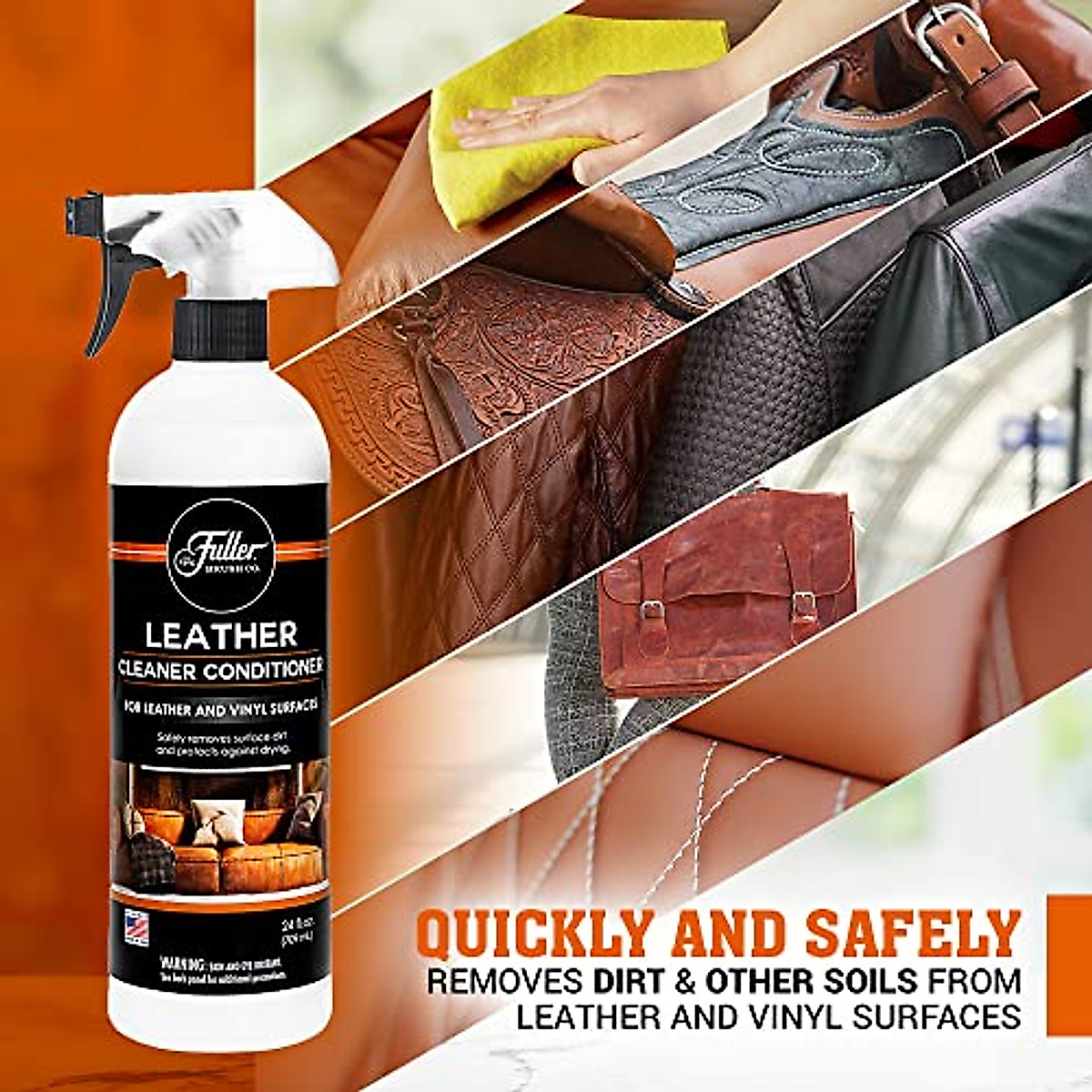 Fuller Brush Leather Cleaner Conditioner – Removes Surface Dirt & Protects Against Drying – Natural Oils Restore Appearance – Penetrates, Softens & Lubricates Leather Surfaces (Bottle with Sprayer)