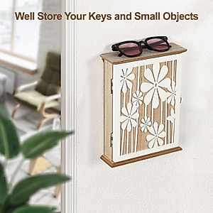 AHUONEL Key Holder Wall Mount Wooden Key Holder for Wall, Rustic Key Rack Wall Key Holder with 6 Key Hooks, Key Hanger Key Box Key Organizer for Entryway Hallway Office Home Decor