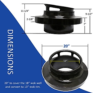 Leyso Chinese Wok Range Adapter/Reducer with 13-Inch Cast Iron Rim - Convert The Large Wok Well to Smaller Size (18" to 13")