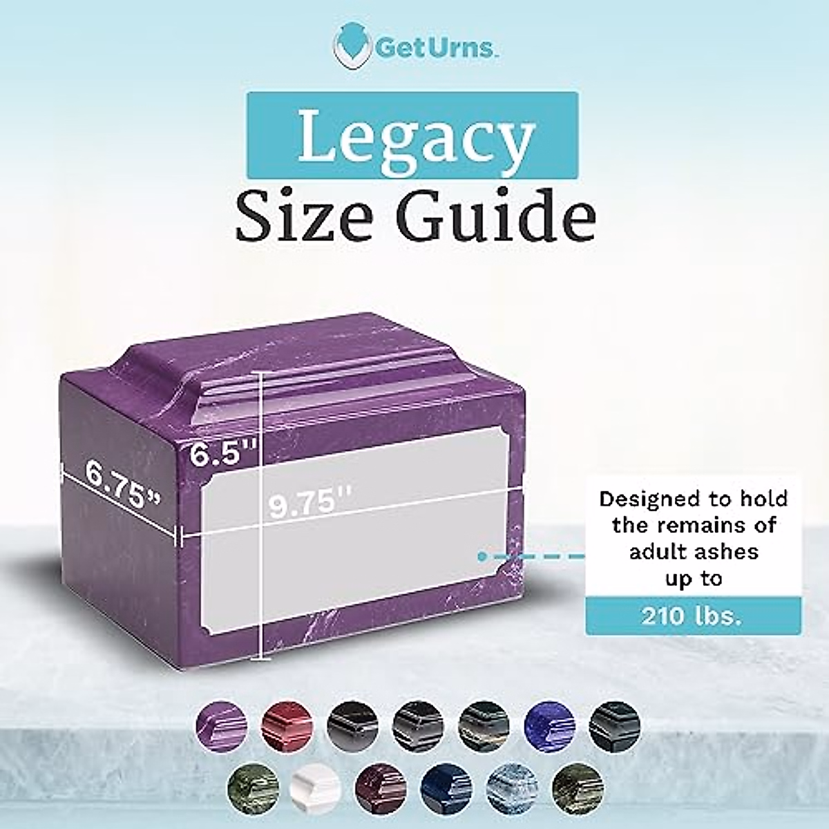 GetUrns – Legacy Cultured Marble Urn by Mackenzie, Adult Size Cremation Urns, Custom UV Printed Burial Urn for Ashes, 210 Cubic Inch Cemetery Urns for Ashes, Butterfly, Amethyst