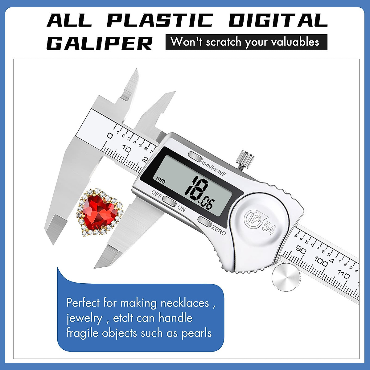 Simhevn Electronic Digital Calipers, inch and Millimeter Conversion,LCD Screen displays 0-6" Caliper Measuring Tool, Automatic Shutdown, Suitable for DIY/Jewelry Measurement (150mm inch/mm/Fraction)