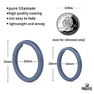FEGVE Titanium Key Rings Split Rings 4 Packs, Key Rings for Keychains, Keychain Ring for Home Car Keys Organization (Blue - 20mm / 0.79inch)