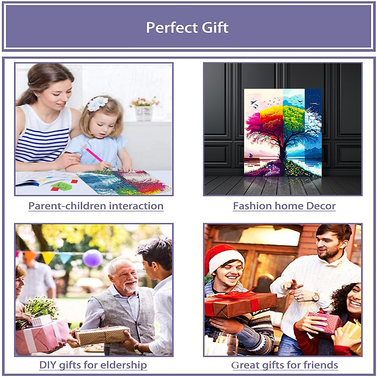 Mowana Diamond Art Kits for Adults Four Season Tree of Life Diamond Painting Full Drill 5d Diamond Painting Kits for Adults for Home Wall Decor (15.7x11.8inch)