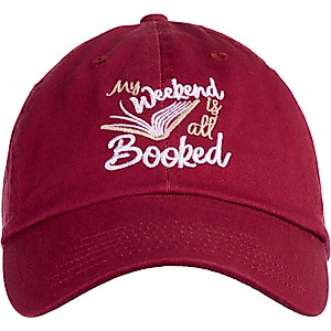 Ann Arbor T-shirt Co. My Weekend is All Booked | Funny Cute Book Club Reader Reading Women's Baseball Dad Hat-Cardinal