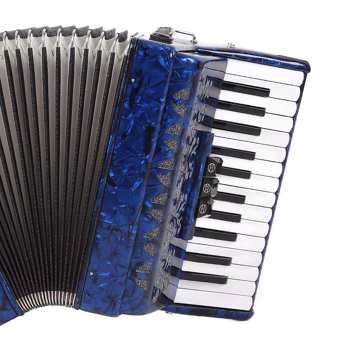 26 Key 48 Bass Piano Accordion, Professional Accordion with Accordion Backpack and Shoulder Strap Celluloid Accordion for Daily Practice Music Performance