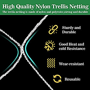 Sukh 2 Pcs Garden Plant Trellis Netting - 5 x 15 ft Trellis Net Polyester Trellis Netting Garden Square Mesh Netting for Climbing Plants Outdoor, Fruits, Vegetables, Vines, Grow Tents
