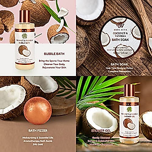 Bath Gift Set Vanilla Coconut Home Spa Set, 22Pcs Spa Gift Basket for Women, Relaxing Spa Day Kit for Girls Include Lip Balm, Christmas Birthday Gift for Women from RA ROSA ACCA