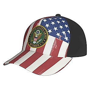 Tavos Army Retired Trucker Hat for Men - Baseball Snapback Cap Outdoors American Flag