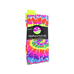 MadSportsStuff Crazy Tie Dye Socks Over the Calf (Groovy Neon, Small)