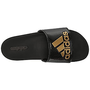 adidas Women's Adilette Comfort Slides Sandal, Black/Gold Metallic/Black, 7