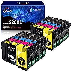 Uniwork Remanufactured Ink Cartridge Replacement for Epson 220 XL 220XL use for WorkForce WF-2750 WF-2760 WF-2630 WF-2650 WF-2660 XP-320 XP-420 Printer Tray (4 Black 2 Cyan 2 Magenta 2 Yellow 10 Pack)