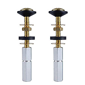 Hibbent 2 Pack Toilet Tank to Bowl Bolt Kits, Heavy Duty Bolts Toilet Bolts for Tank Solid Brass with Extra Long Nuts Easy to Install and Double Gaskets for Fastening