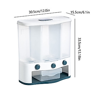 BhshuidlS Dry Food Dispenser Container 3 Grid Rice Storage Dispenser Container Grain Dispenser for Small Granular Grains