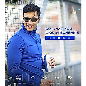 SKYOAK Premium Lightweight Bifocal Reading Sunglasses MenTR90 Frame Wrap Around Design Blue Light Blocker UV 400 Protection Outdoor Sun Reader Driving (Black +2.0)