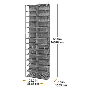 Whitmor Over The Door Shoe Shelves - 26 Sections - Crosshatch Gray