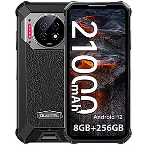 OUKITEL WP19 Rugged Smartphone Unlocked, 21000mAh Battery 8GB 256GB Android 12 Cell Phone, 64MP Camera 20MP Night Vision, 6.78" FHD+ Rugged Phone, Waterproof Mobile Phone Unlocked 4G Dual Sim OTG NFC