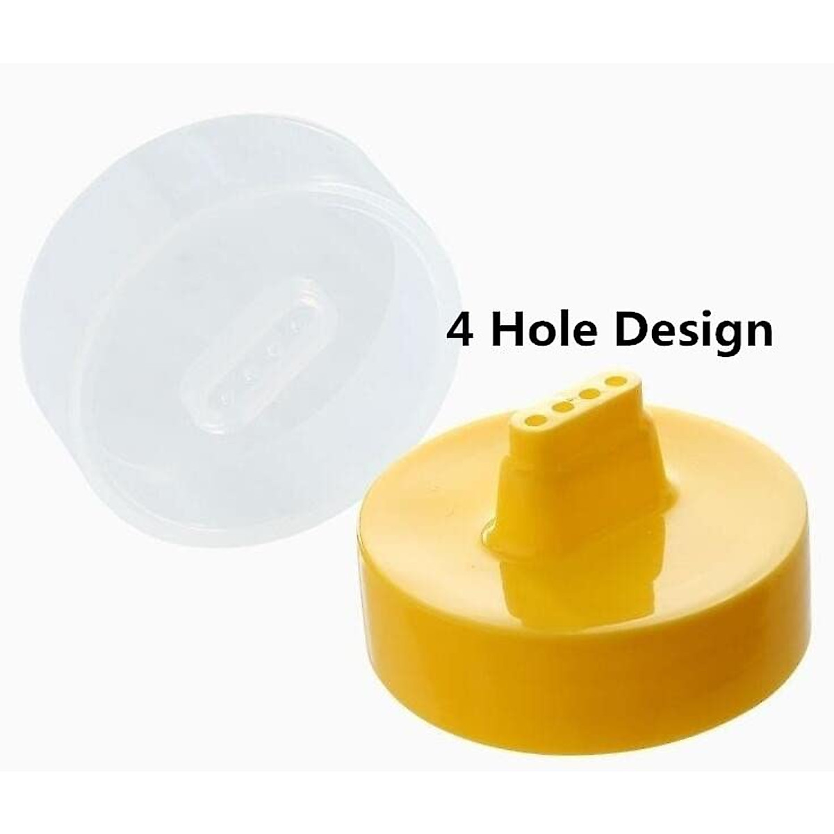4 Hole Jam Squeeze Bottle with Cap Lids, 300ml Large Capacity Leak Proof Condiment Squeeze Sauce Bottles for Salad Dressing, Ketchup, Mayonnaise, Olive Oil (Yellow)