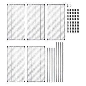 5-Tier Wire Shelving Unit, Adjustable Steel Storage Shelves 35.4" D x 17.7" W x 66.9" H, Commercial Storage Organisation Rack Heavy Duty Steel Shelving for Kitchen Bedroom Bathroom Office Garage