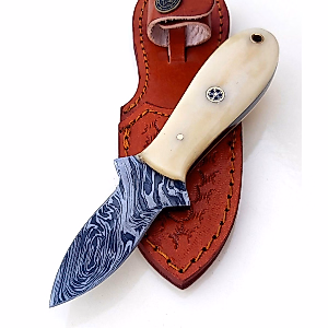 JNR Traders Oyster Knife, Oyster Shucking Knife, 6.5 Inch Oyster Shucker Tool with Sheath, Damascus Steel Blade Handmade Bone Handle 3521