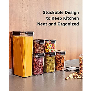 Airtight Food Storage Container Set, 15 Pack Cereal Containers Plastic Food Canisters with Lids, BPA Free,for Pantry Organization Flour Sugar Storage, Marker and Labels