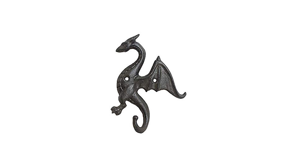 Heavy Duty Cast Iron Dragon Wall Hook for Rustic Decor