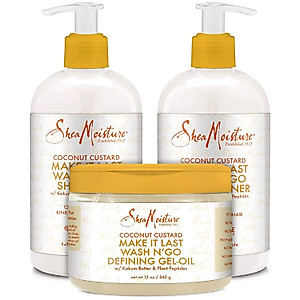 Shea Moisture Coconut Custard Make It Last Wash N’ Go Trio Shampoo, Conditioner And Hair Styler Set