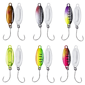 Goture Fishing Spoons Lures,Metal Spoon Trout Lures,Mini Fishing Jigs, Long Distance Casting Fishing Lures for Trout Bass Crappie Pike Saltwater Freshwater, Jigging Spoons with Fishing Tackle Box