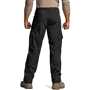 CQR Men's Flex Ripstop Tactical Pants, Water Resistant Stretch Cargo Pants, Lightweight EDC Hiking Work Pants, Dura Flex Mag Pocket Black, 38W x 34L