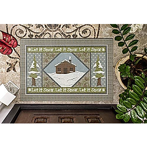 Brumlow MILLS Snow Cabin Washable Let It Snow Print Indoor or Outdoor Holiday Rug for Living or Dining Room Mat, Bedroom Carpet and Kitchen Runner Rug, 30" x 46", Neutral