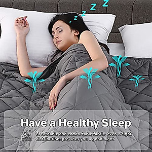 LOYIGA Weighted Blanket (10 lbs 47"x70" Twin Size), Adult Cooling Breathable Heavy Blankets with Glass Beads, Soft Throw Blanket for All Seasons (Dark Grey)