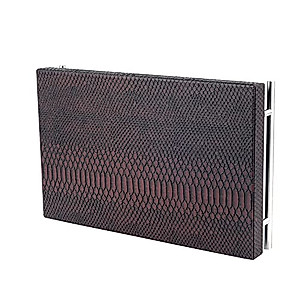 Faux Leather Rectangle Serving Tray with Polished Silver Metal Handle for Coffee Table,Cup,Fruit,Food Tidy Up Container,Console Table Living Room Kitchen Serve Tray,Home Decoration Tray (Brown)