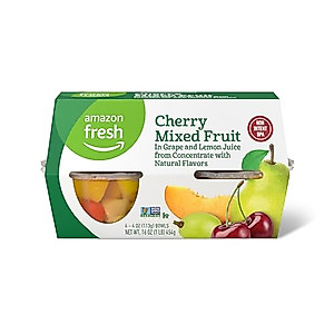 Amazon Fresh, Cherry Mixed Fruit in Juice, 4 Oz Bowls (Pack of 4) (Previously Happy Belly, Packaging May Vary)