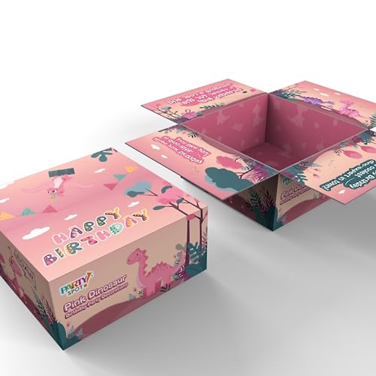 Party Spot! 150 pcs Dinosaur Birthday Party Supplies For Girls (Serves 12), Pink Dinosaur Party Decorations, 50 pcs Latex Balloons, 12 sets Tableware, Plates, Tablecloth, Installation Tools