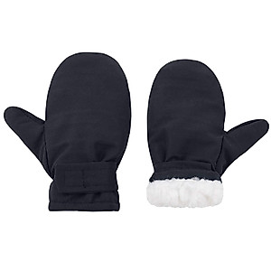 Lined Fleece Toddler Mittens Kids Winter Warm Gloves Child Ski Gloves Waterproof Snow Baby Mitten for Boys Girls Black M