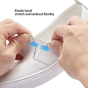 hash bubbie Women's Slip on Shoes Fashion PU Leather Sneaker Low Top Casual Shoes (9, White, Numeric_9)