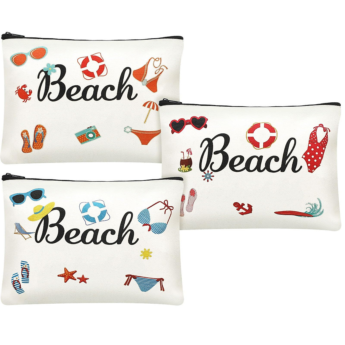 Svee 3 Pieces Beach Survival Kit Cosmetic Bag Travel Bag Pouch Bag Accessories for Birthday Appreciation Thanksgiving Day Valentine's Day