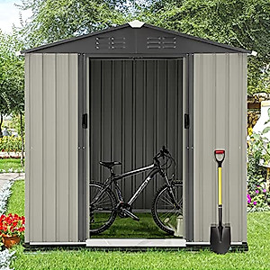 AECOJOY 6' x 4' Outdoor Storage Shed, Small Tool Shed with Sliding Door,Outside Storage Cabinet for Garden, Backyard.