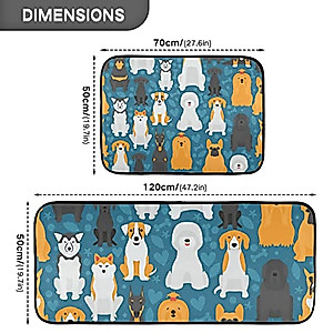 Dogs Kitchen Rugs and Mats Set 2 Piece Non Slip Washable Runner Rug Set of 2 for Kitchen Floor Home Sink Ladunry Office