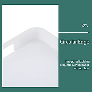 Plastic Serving Tray with Handles Rectangular in White 12.99inchx7.48inch, Breakfast Tray Reusable Charcuterie, Food, Snack, Dessert Platters, Used in Bedroom, Kitchen, Living Room, Bathroom…